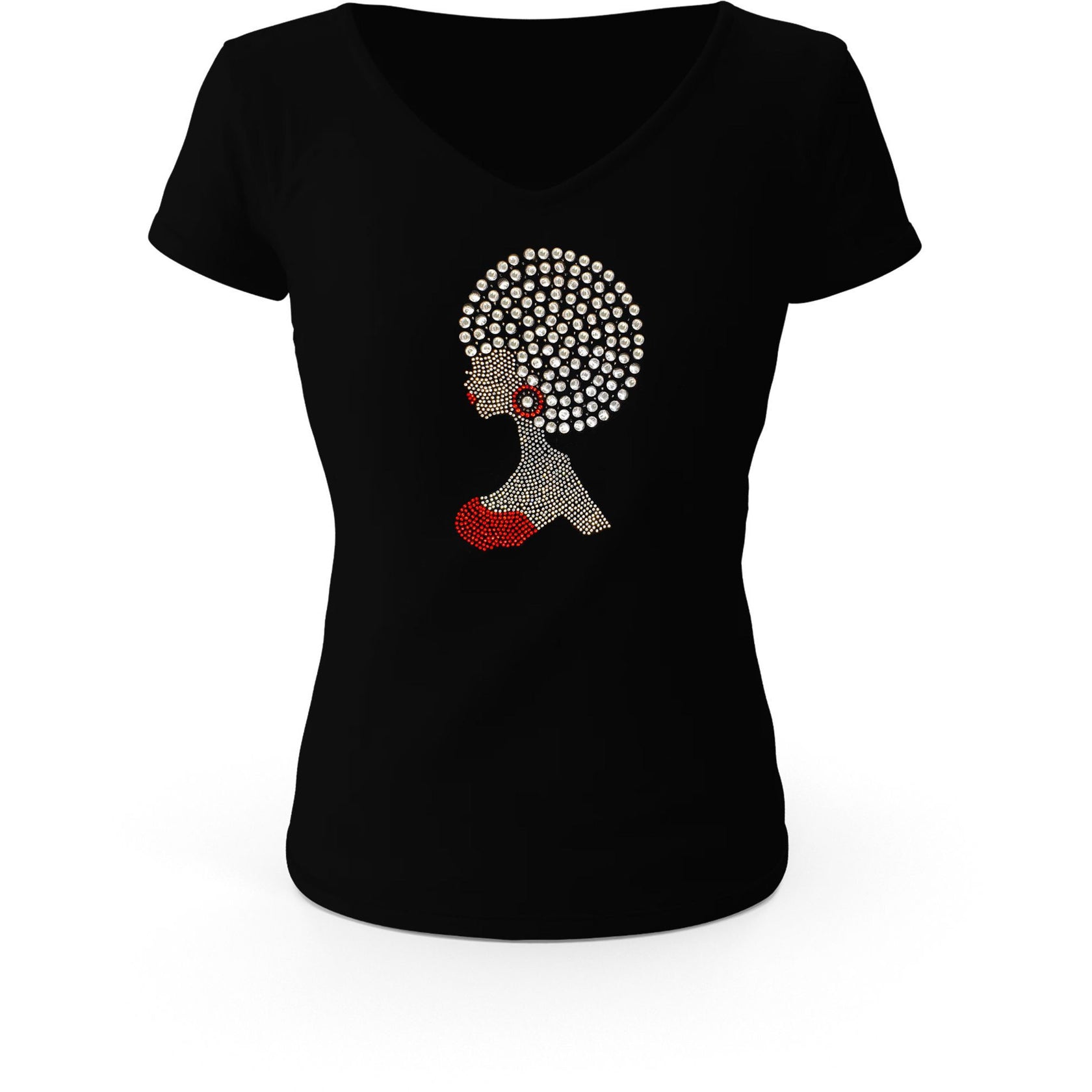 Sasha Rhinestone Studded Afro Hair Style Lady T Shirt – Zoe and Eve