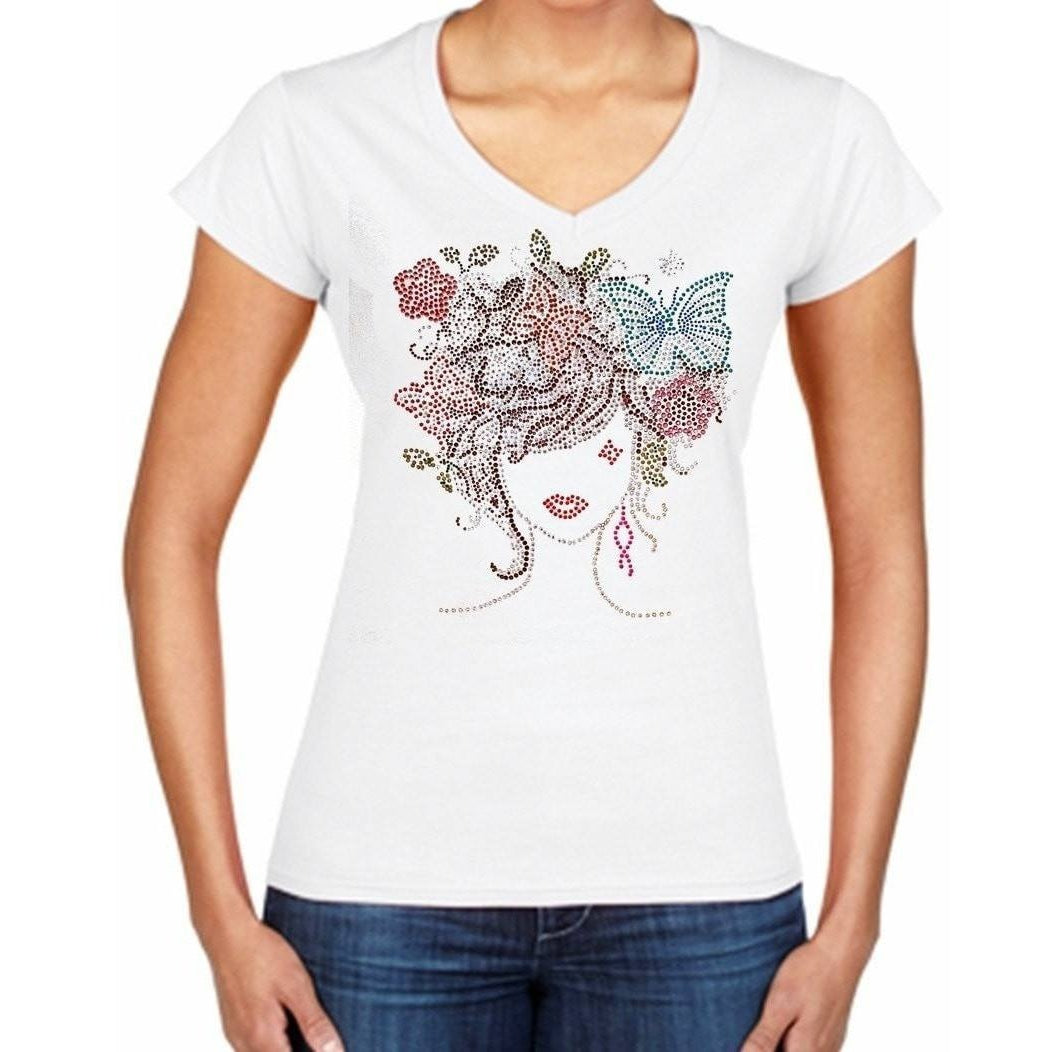 Brandy Butterfly Hair Rhinestone Bling Woman TShirt – Zoe and Eve