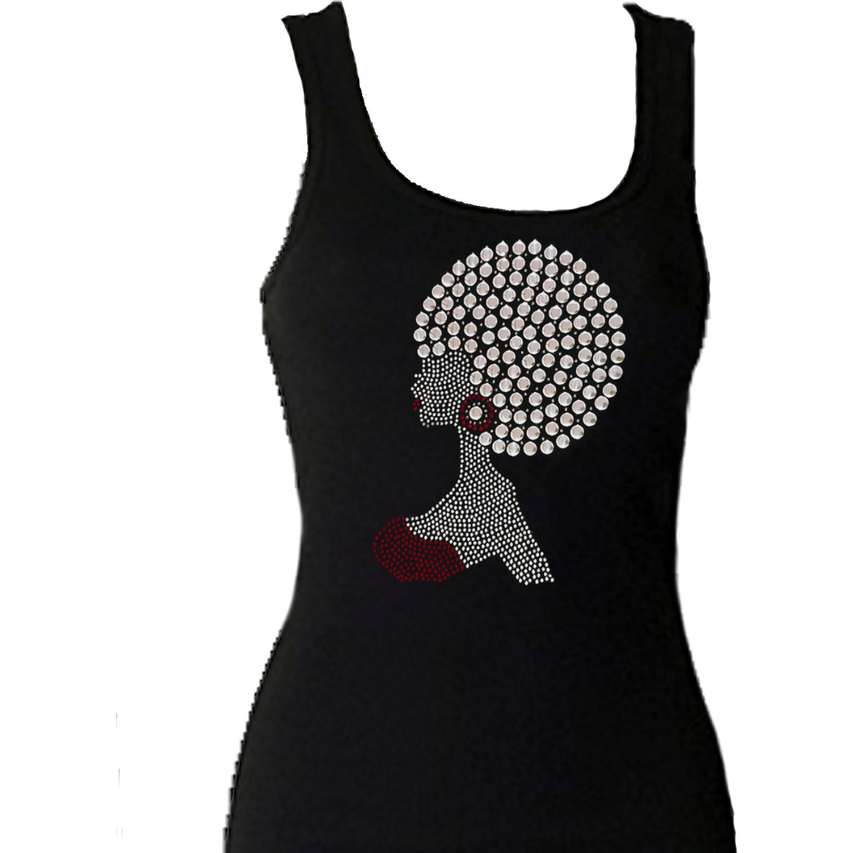 Sasha Rhinestone Studded Afro Hair Style Lady Tank Top – Zoe and Eve